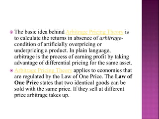 ARBITRAGE PRICING THEORY AND MULTIFACTOR MODELS.ppt