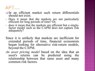 ARBITRAGE PRICING THEORY AND MULTIFACTOR MODELS.ppt