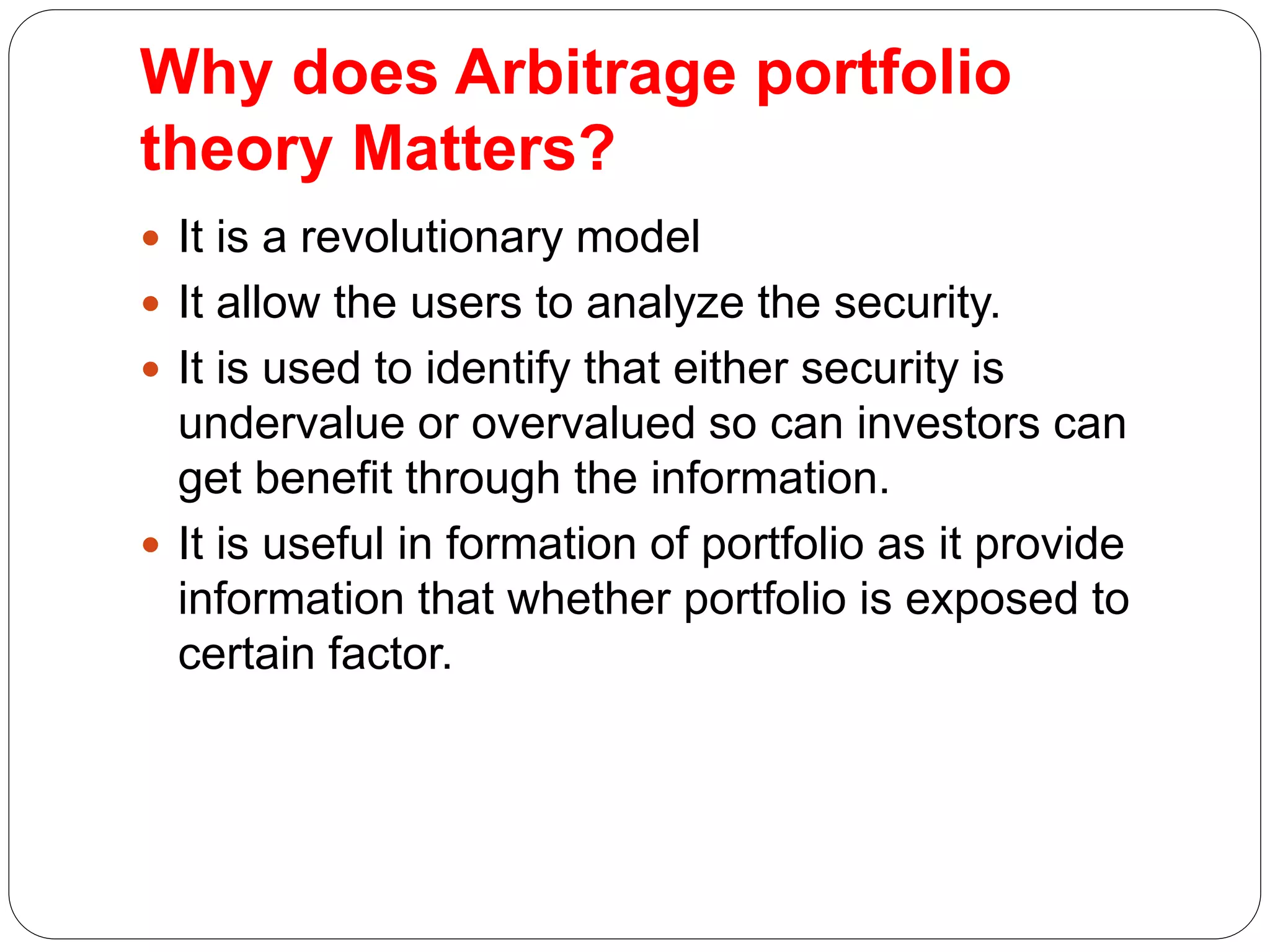 Arbitrage pricing theory (apt) | PPTX