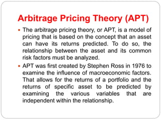 Arbitrage pricing theory (apt) | PPTX
