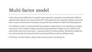 Arbitrage pricing theory & Efficient market hypothesis | PPTX
