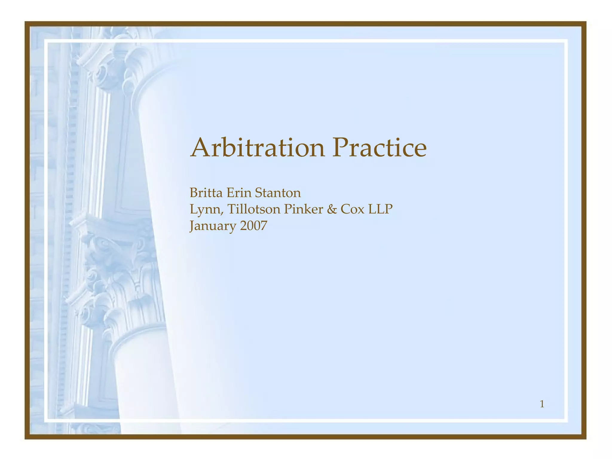 Arbitration Practice | PPT