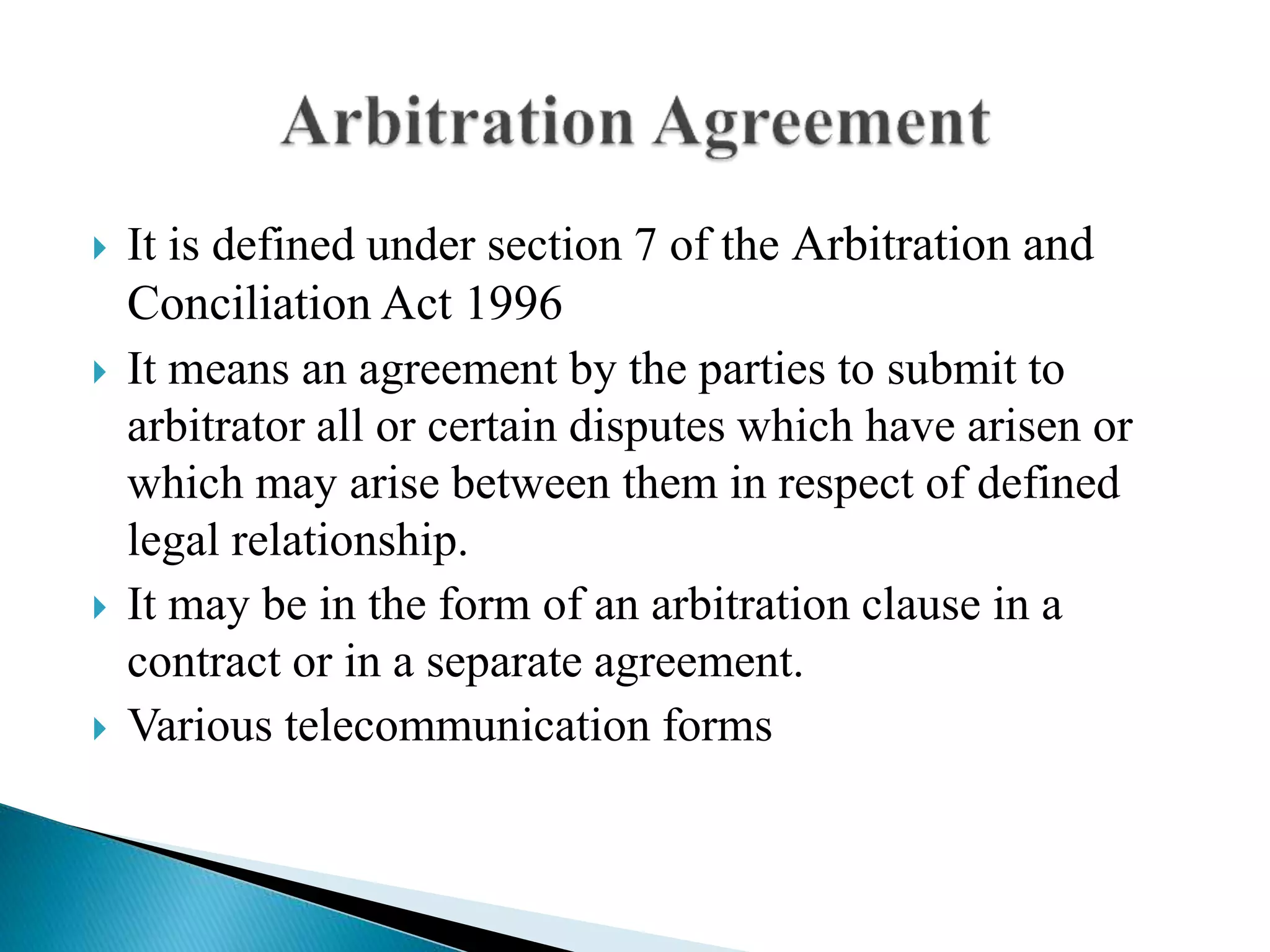 Arbitration and conciliation act 1996 | PPTX