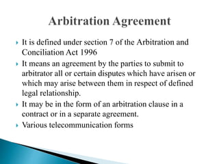 Arbitration and conciliation act 1996 | PPTX