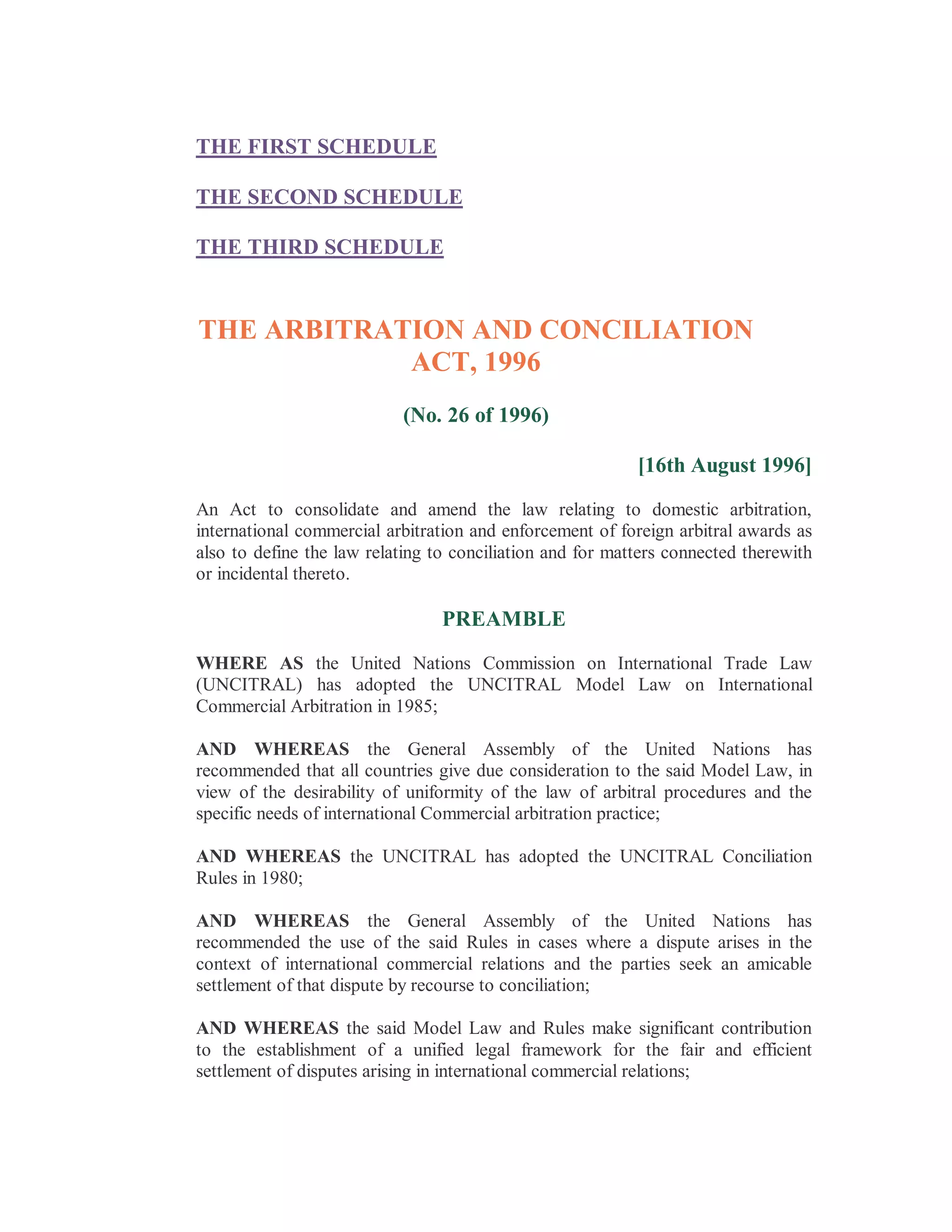 Arbitration and conciliation act | PDF