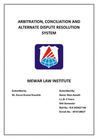 Arbitration conciliation and alternate dispute resolution system | DOCX