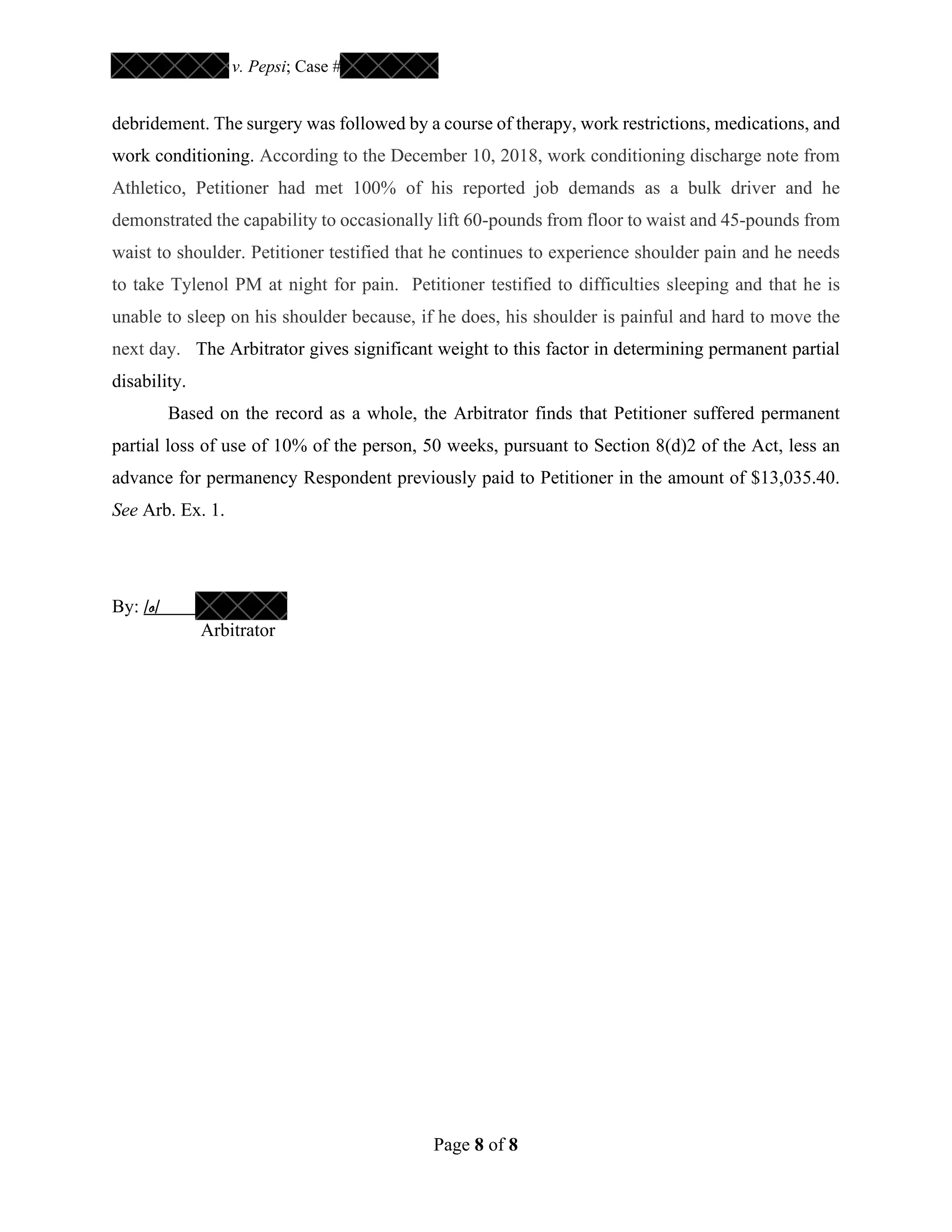 Josh Rudolfi Secures Permanency for Injured PepsiCo Worker | PDF