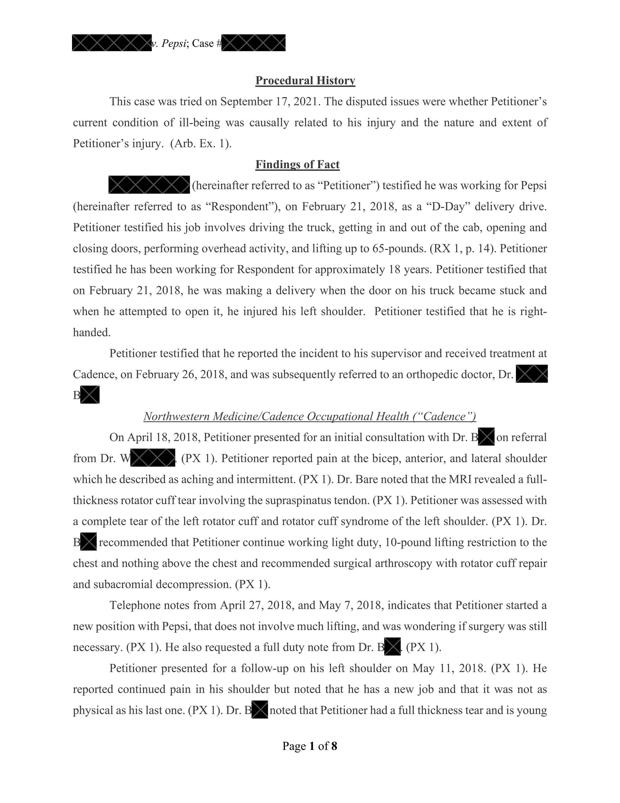 Josh Rudolfi Secures Permanency for Injured PepsiCo Worker | PDF