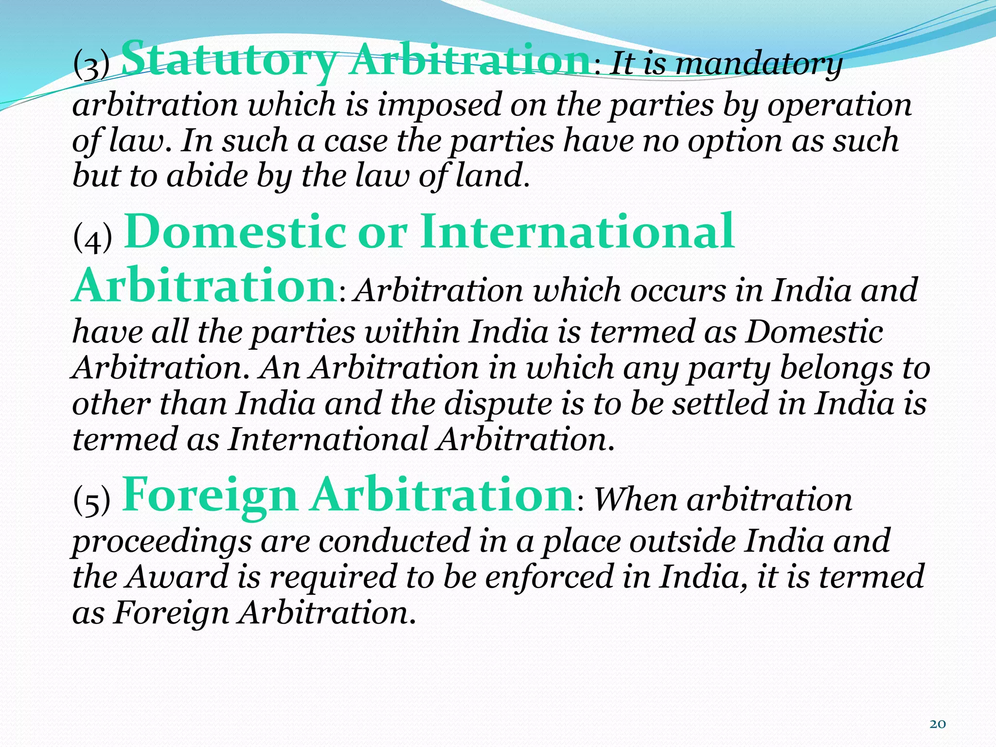Arbitration & its types | PPTX