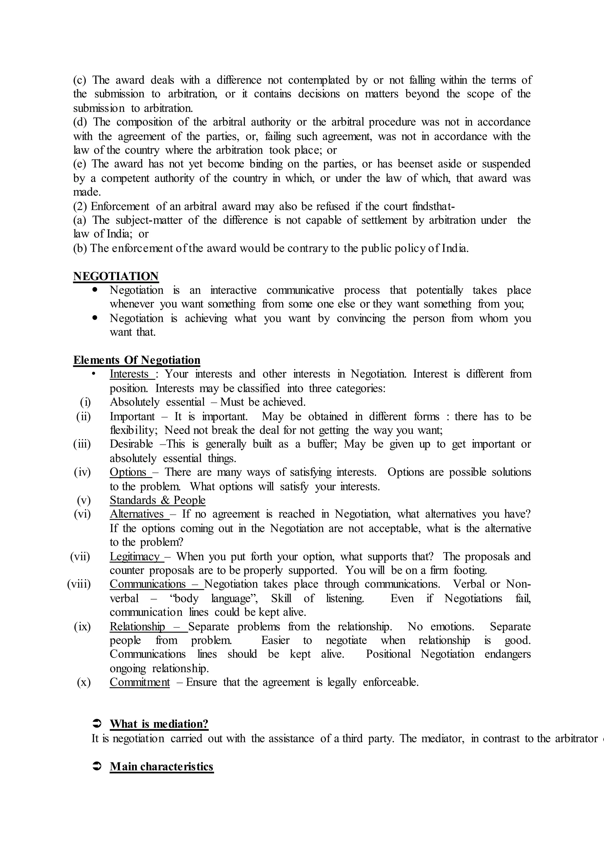 Arbitration notes | DOCX