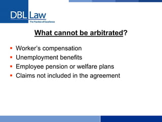 Arbitration of Employment Claims: The Basics | PPTX