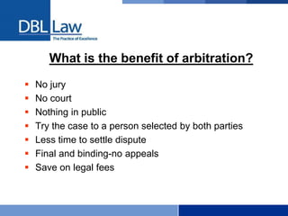 Arbitration of Employment Claims: The Basics | PPTX