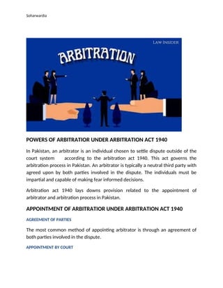 introduction to ARBITRATOR POWERS and brief detail on it | DOCX