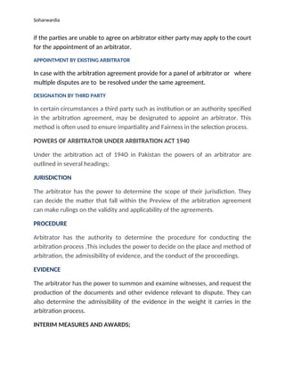 introduction to ARBITRATOR POWERS and brief detail on it | DOCX
