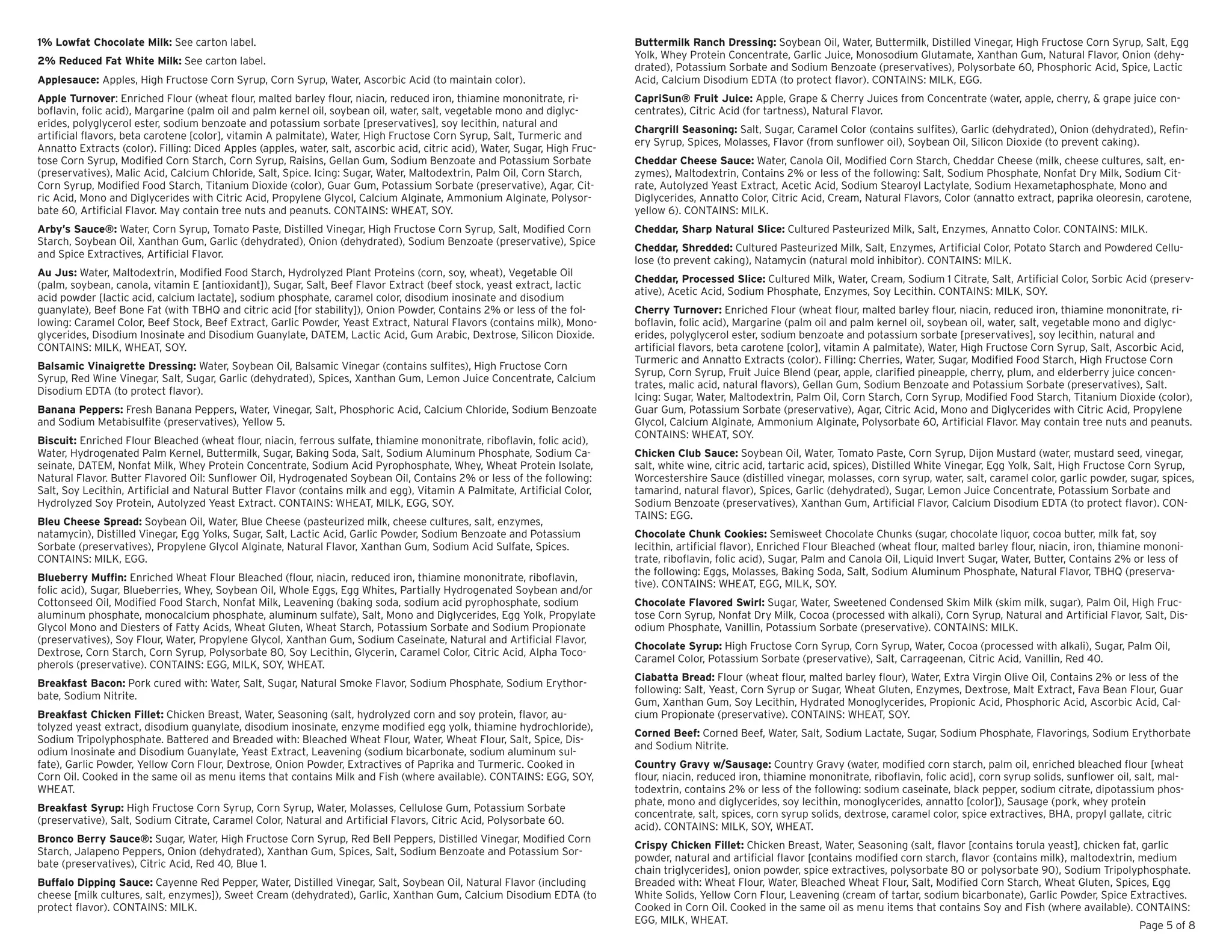 Arby's Nutritional Information | PDF