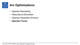 Arc: An IR for Batch and Stream Programming | PPT