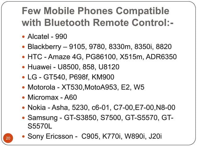 Arc application remote control using bluetooth | PPTX