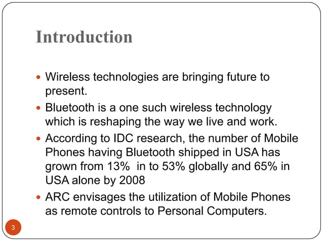 Arc application remote control using bluetooth | PPTX