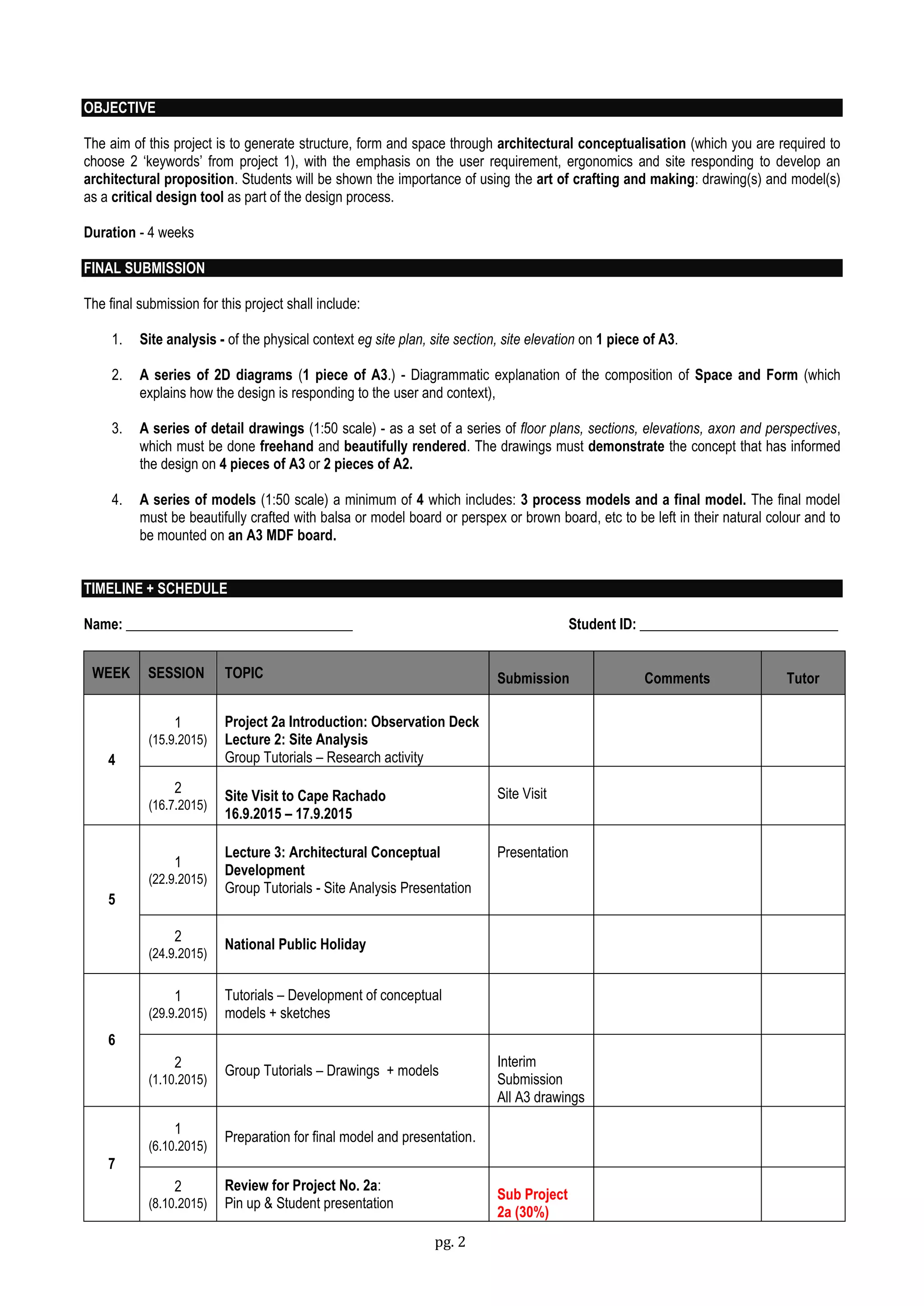 Arc1126 project 2a observation deck @ cape rachado | PDF