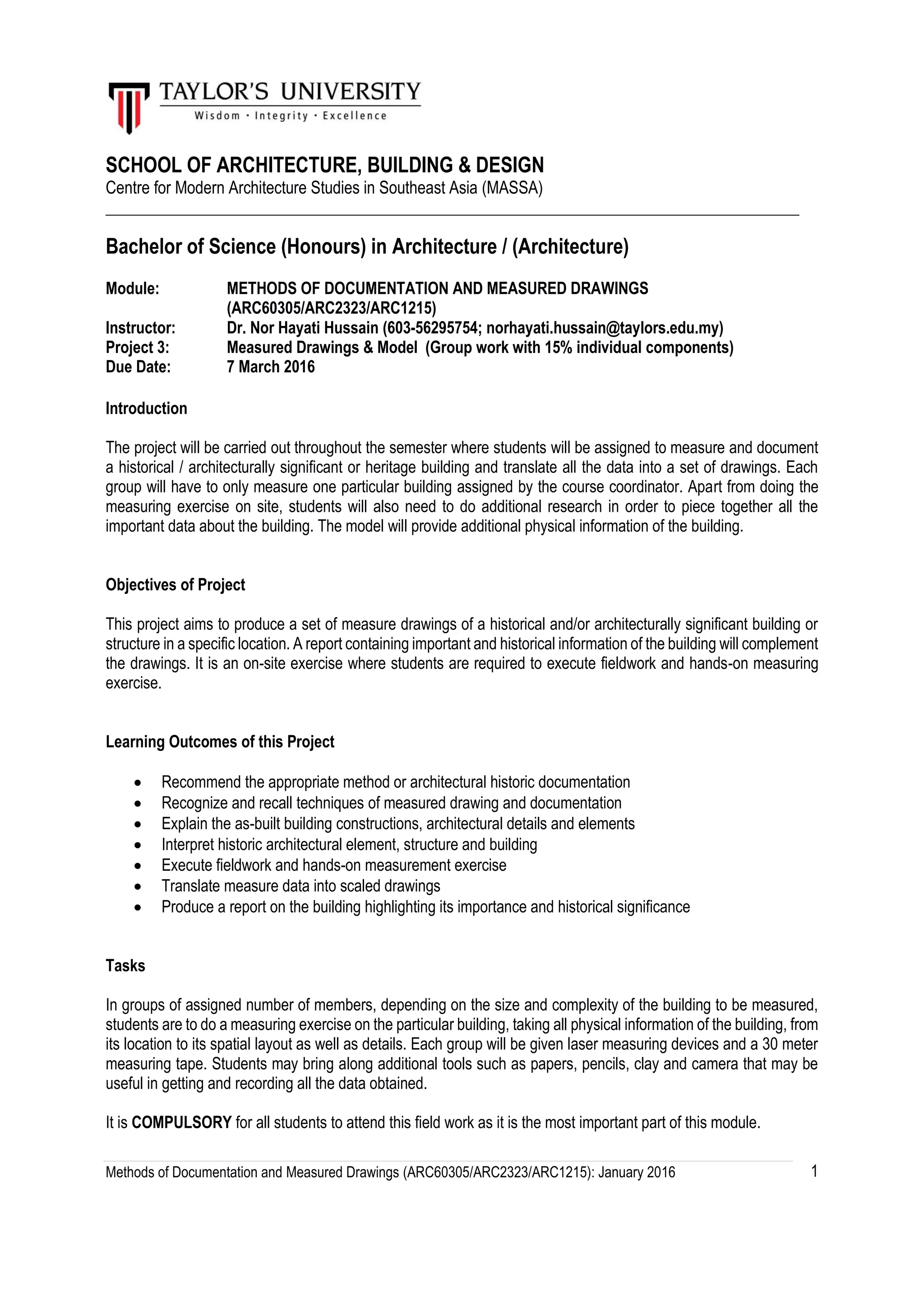 Arc 60305 project 3 measured drawings | PDF