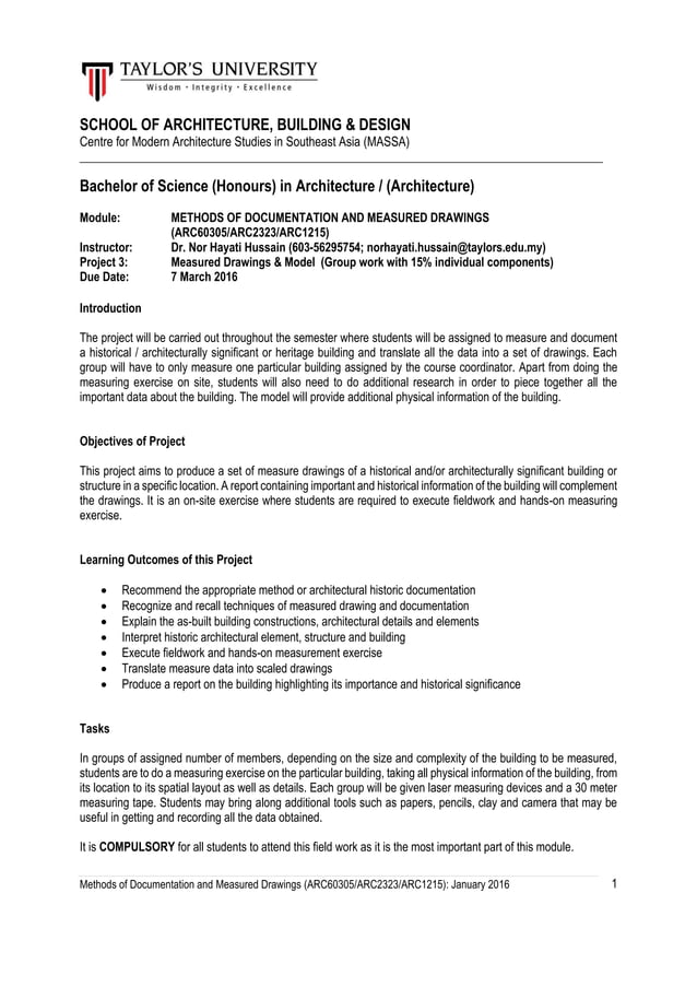 Arc 60305 project 3 measured drawings | PDF