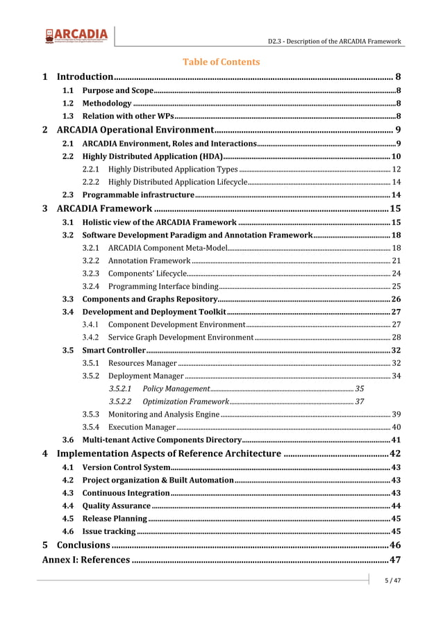 Definition of the ARCADIA project framework | PDF | Computer Software ...