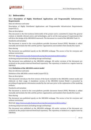 Arcadia project- D ata Management Plan | PDF