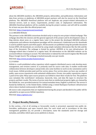 Arcadia project- D ata Management Plan | PDF