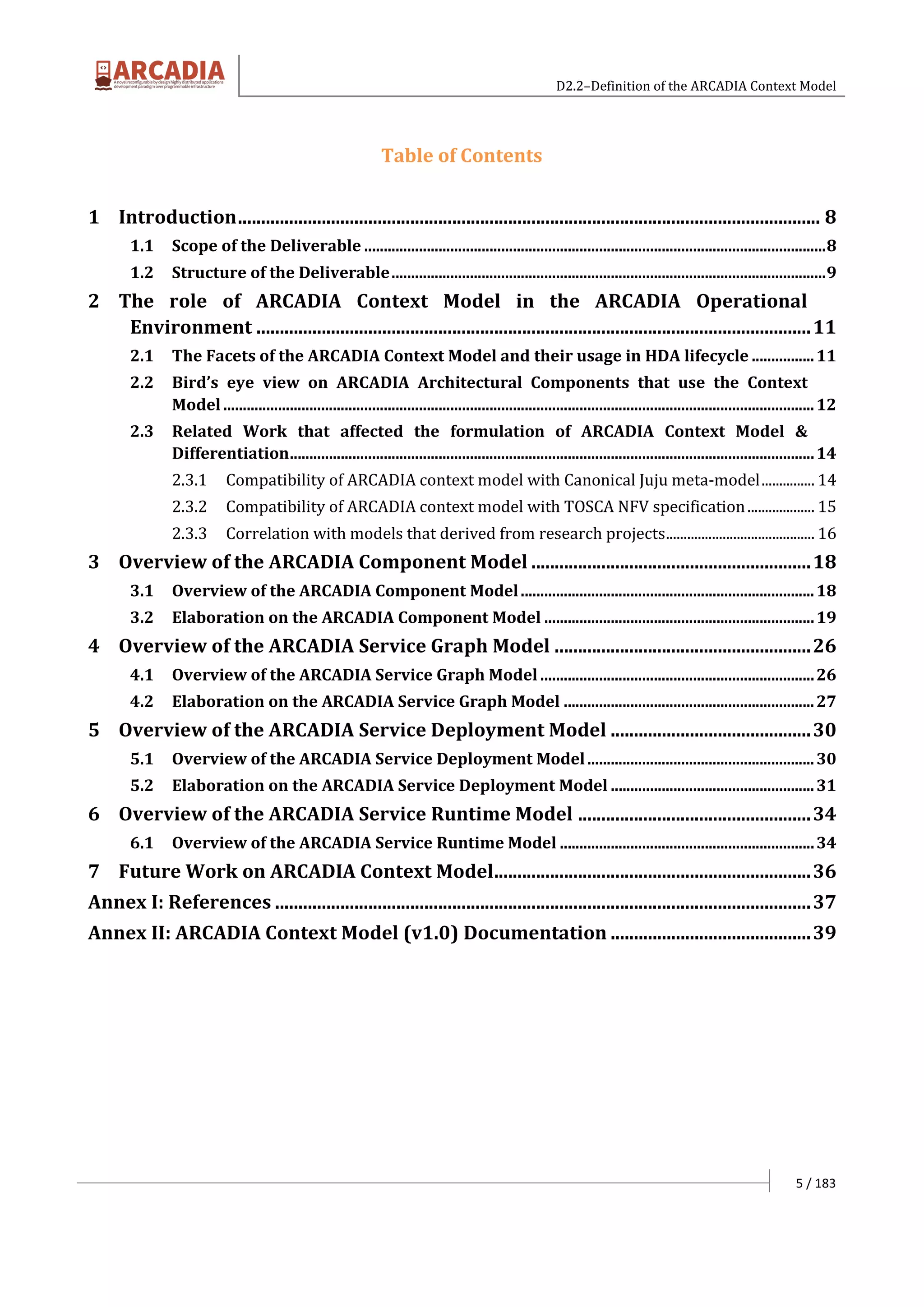 Definition of the ARCADIA project context model | PDF