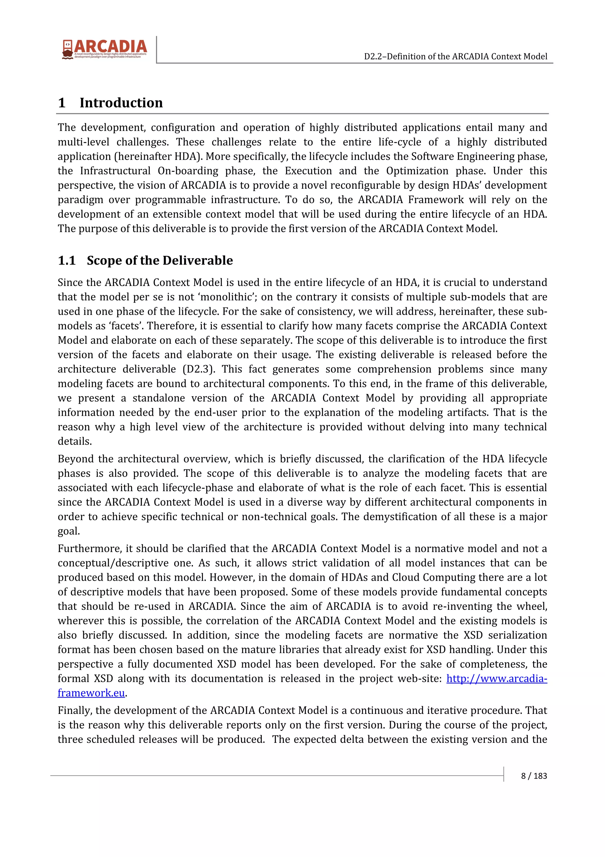 Definition of the ARCADIA project context model | PDF