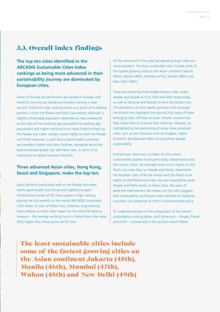 Sustainable Cities Index 2015 - Arcadis report | PDF