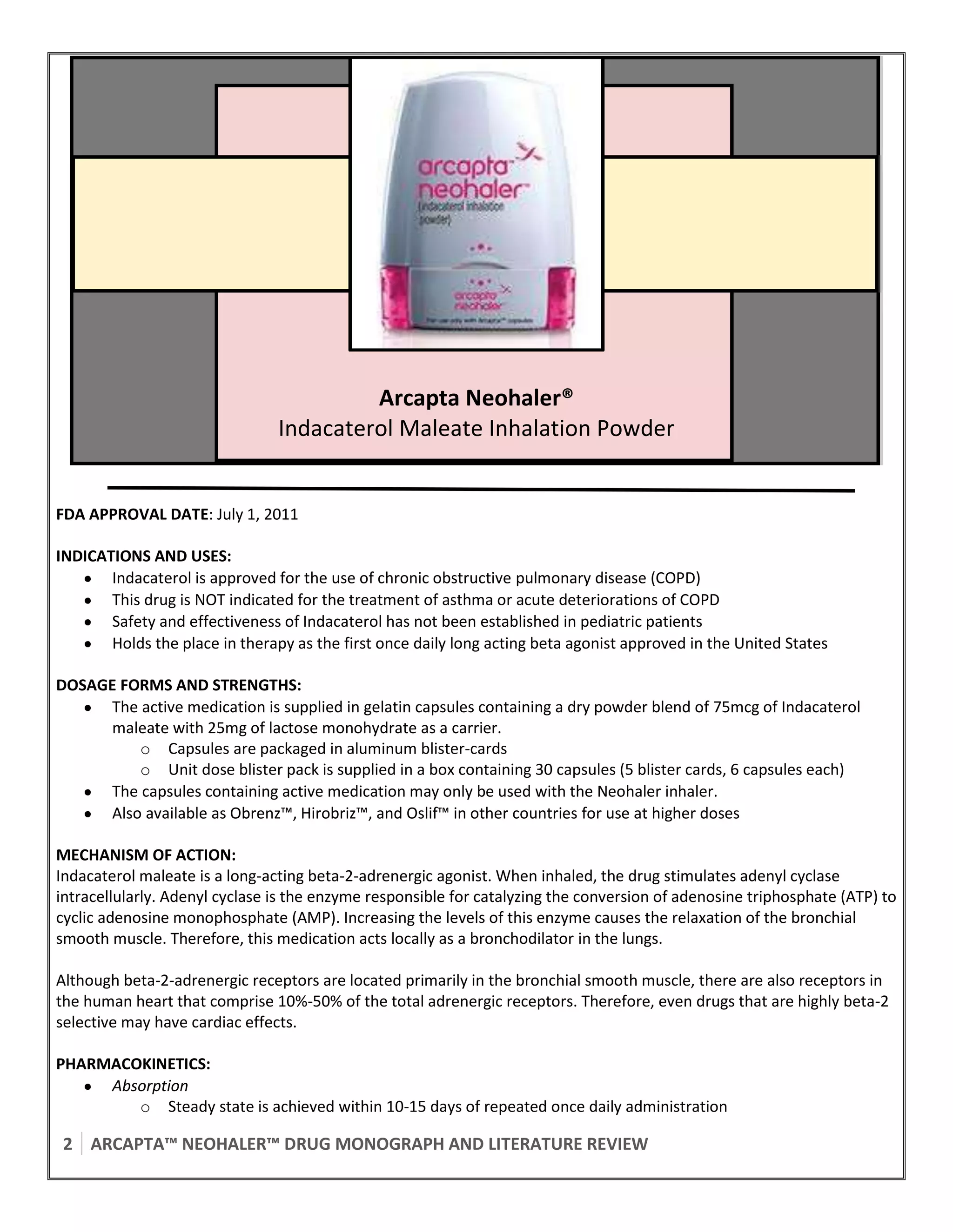 Drug Monograph and Literature Review: "Arcapta Neohaler" | DOCX