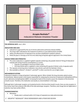 Drug Monograph and Literature Review: "Arcapta Neohaler" | PDF