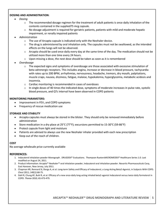 Drug Monograph and Literature Review: "Arcapta Neohaler" | PDF