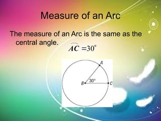 arc central angles.pptx powerpoint presentation | PPTX
