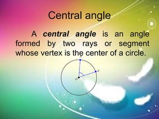 arc central angles.pptx powerpoint presentation | PPTX