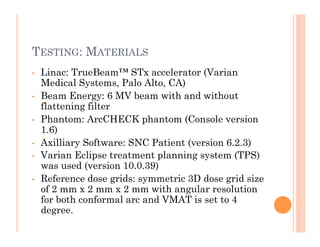 ArcCheck 3D-Diode array evaluation, commissioning, testing for VMAT QA ...