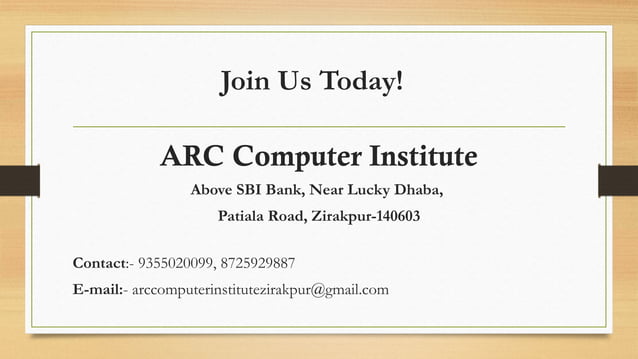 Arc computer training Institute zirakpur iso 9001.pptx