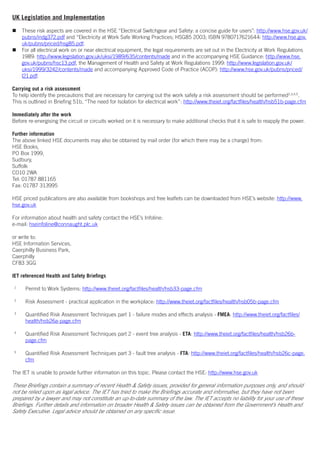 Arc Flash - Safe Working On Or Near High Energy Electrical Sources (IET ...