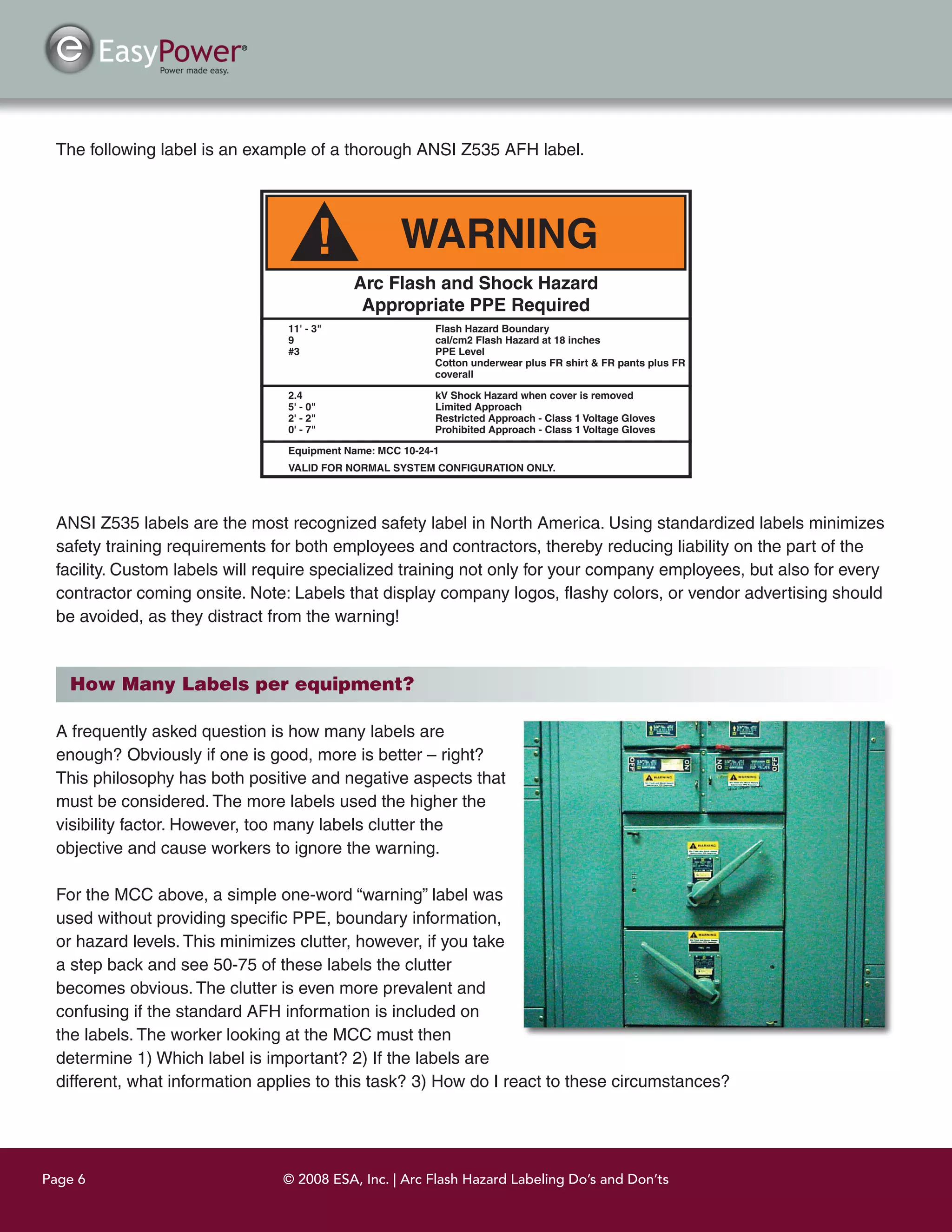 Arc flash hazard labeling do's and don'ts | PDF