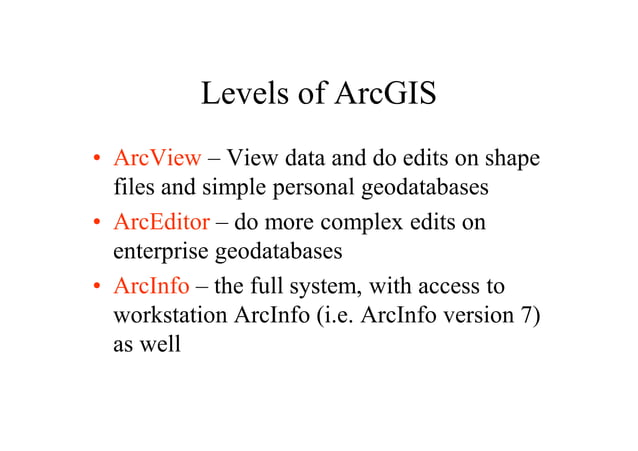 Arc gis introduction-ppt | PDF | Databases | Computer Software and Applications