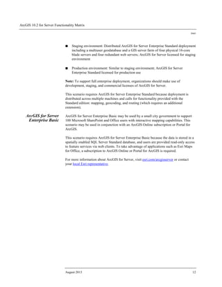 ArcGIS 10.2 for Server Functionality Matrix | PDF