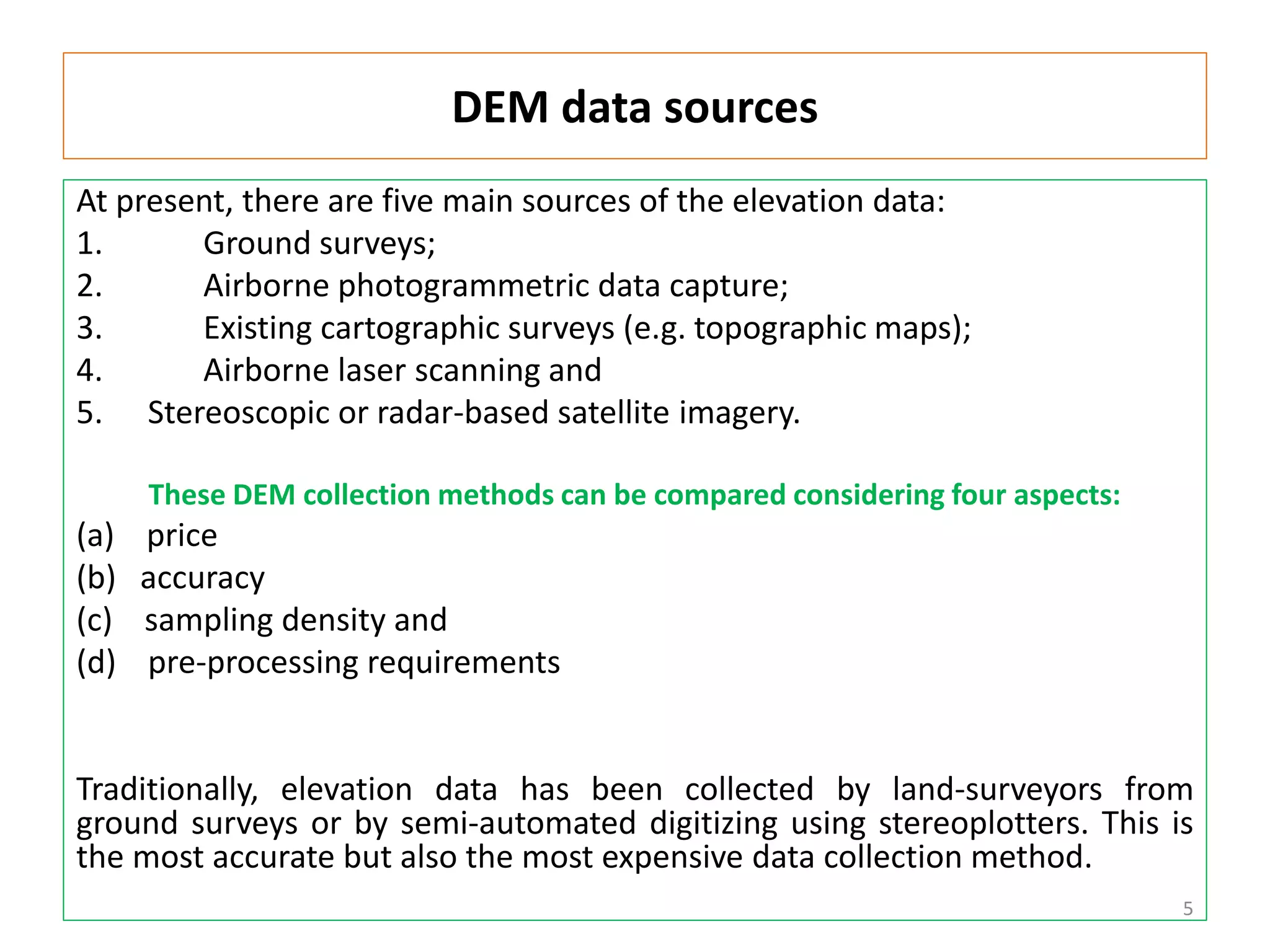 Arc Geographic Information System (GIS) Digital Elevation Models (DEM ...