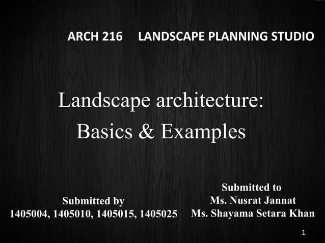 Basics of Landscape Planning & Architecture | PPT