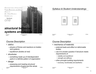 Arch 331 - Lecture 01 - Architectural Structures - Form Behavior and Design.pdf