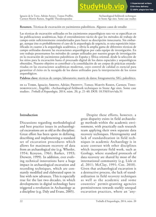 Archaeological Fieldwork Techniques In Stone Age Sites. Some Case ...