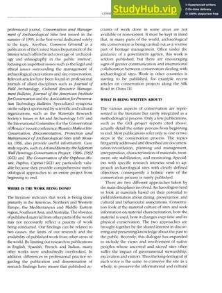 Archaeological Site Conservation Management An Appraisal Of Recent ...