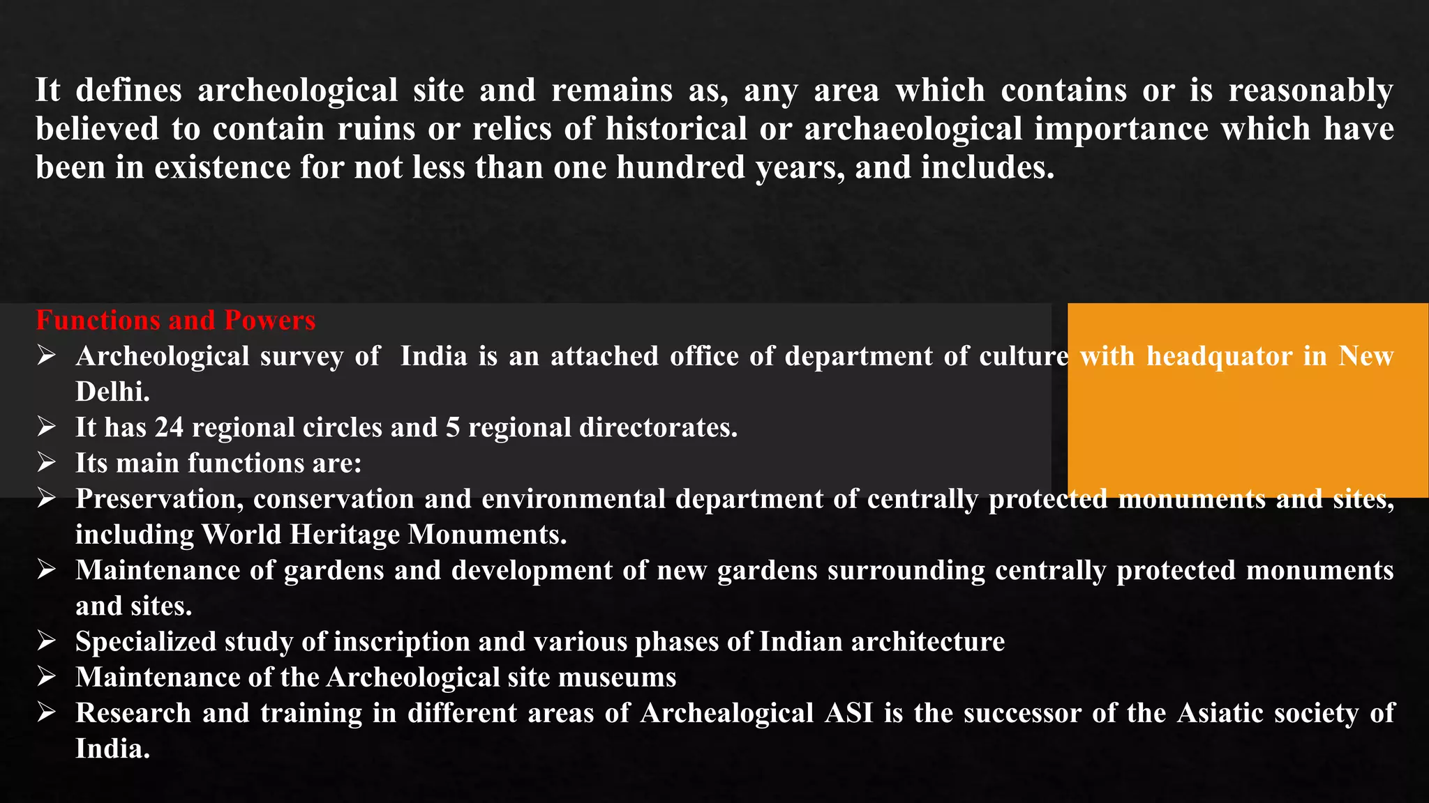 Archaeological survey of India (ASI) | PPTX