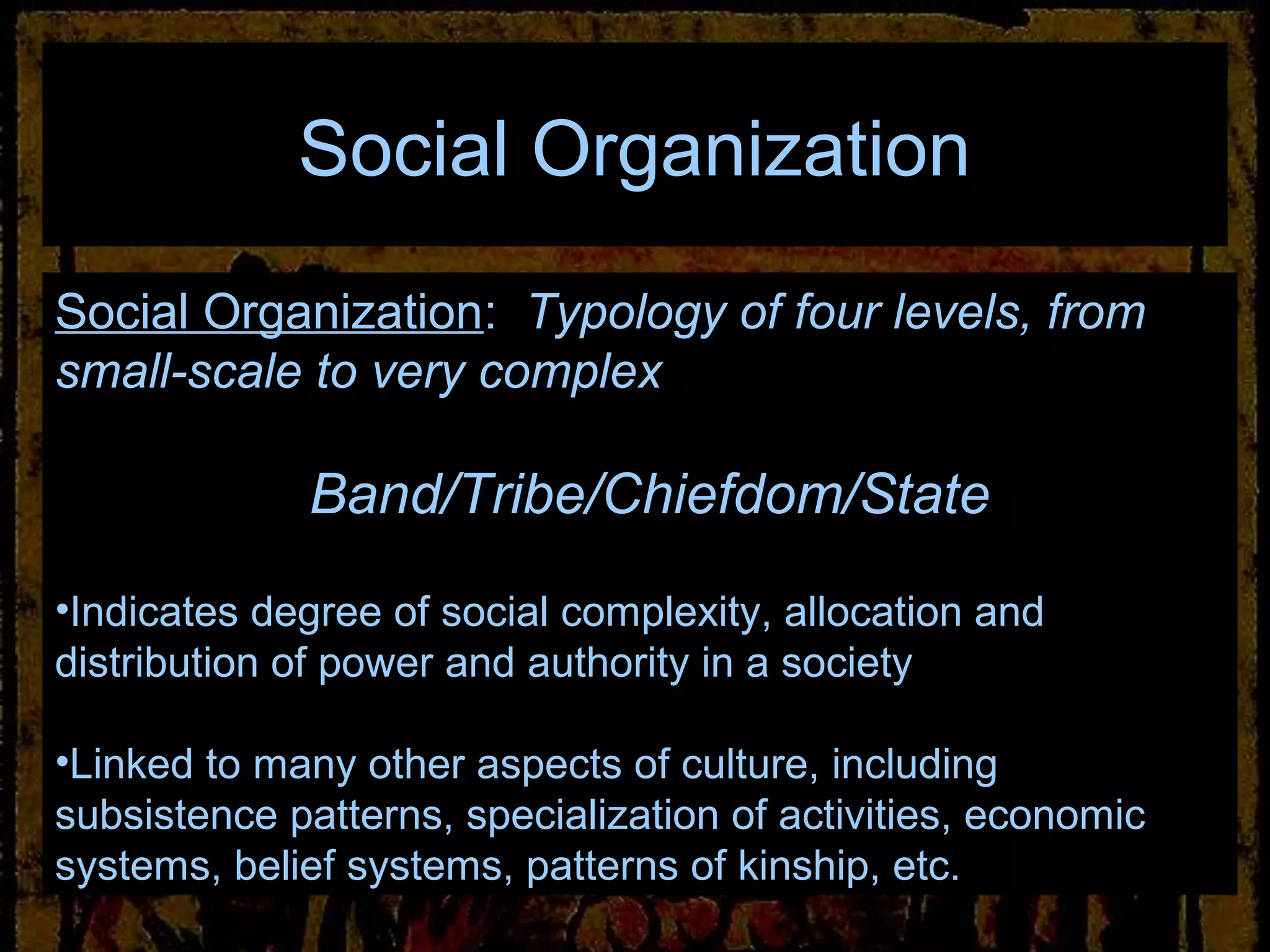 Archaeology of social organization | PPT