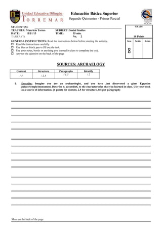 Archaeology sources | DOCX | Homework and Study | Education